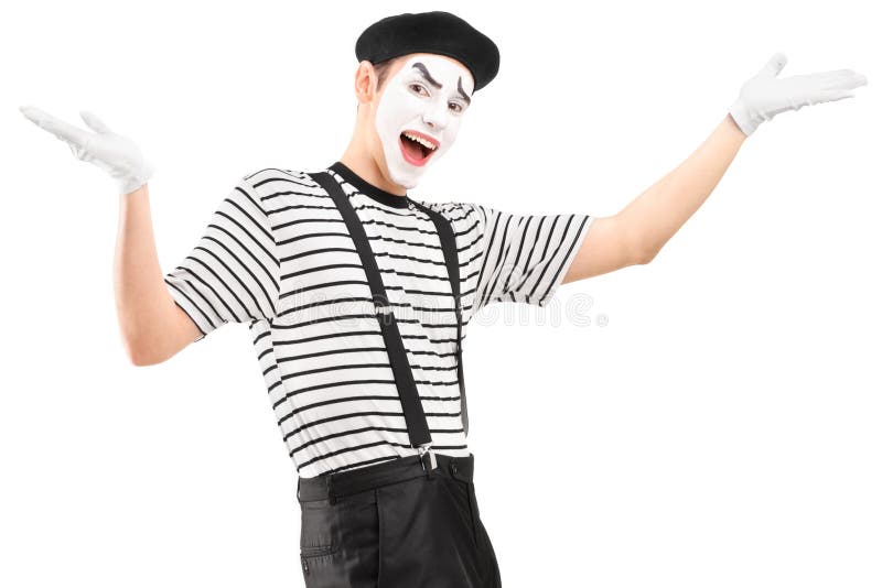 Mime Dancer Gesturing with Hands Stock Photo - Image of comedian, paint ...