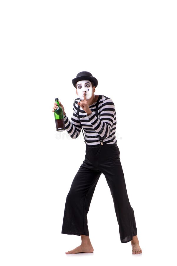The Mime Drinking Wine Isolated on White Background Stock Photo - Image ...