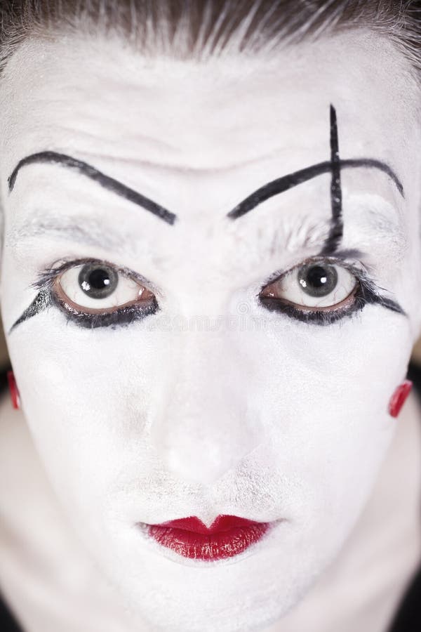 Mime Face with Theatrical Makeup Stock Image - Image of person ...