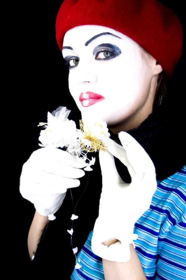 Mime with a flower stock image. Image of young, pantomime - 6416291
