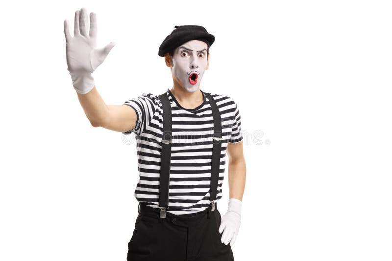 Portrait of Two Happy Mimes Stock Photo - Image of paint, look: 129450114