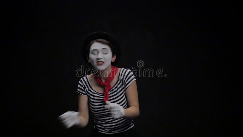 Mime Girl Playing Musical Instruments. 4k Stock Video - Video of ...