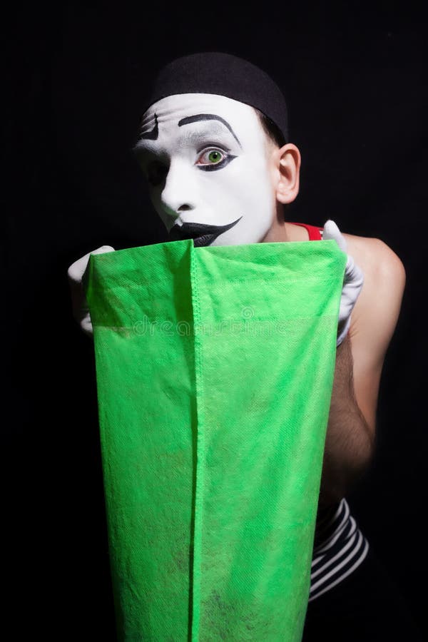 Pantomime On The Green Background Stock Image - Image of emotion, suit ...