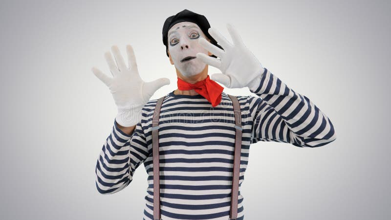 Mime Holding Touching Imaginary Wall and Making Imaginary Bird O Stock ...