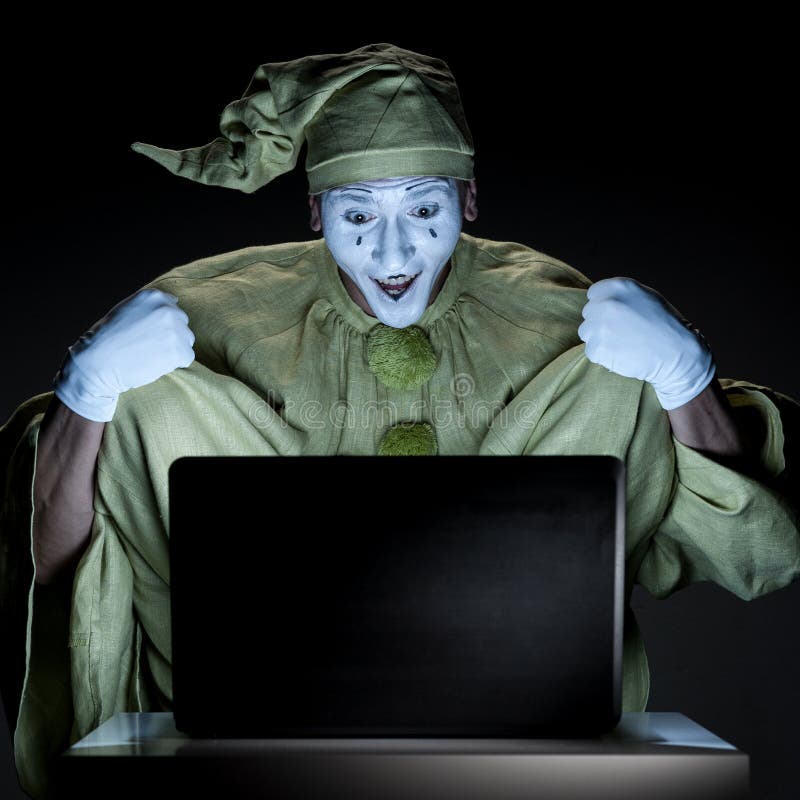 Mime on internet stock image. Image of humor, amazed - 43056745