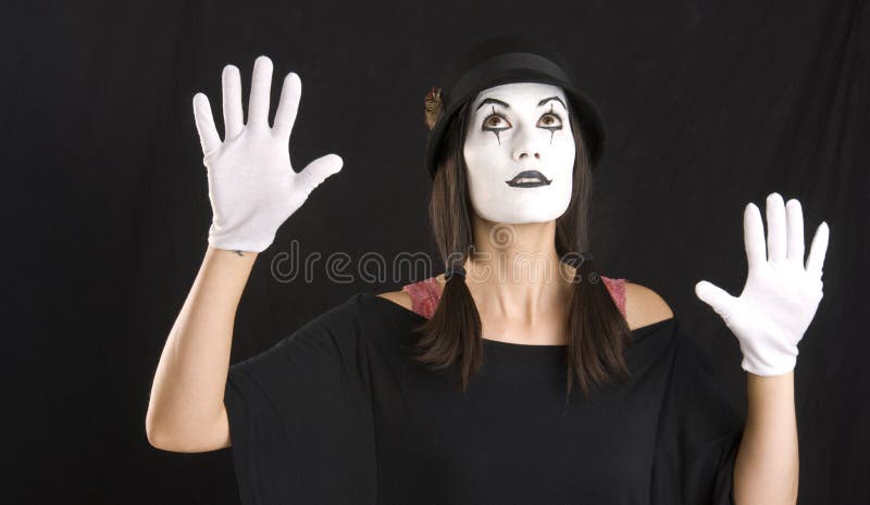 Female in White Face Playing a Clown or Mime Stock Photo - Image of ...