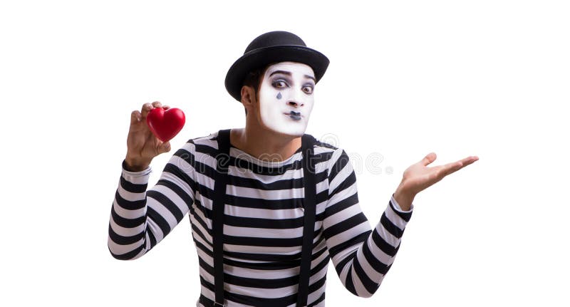 Mime Met Rood Hart Geïsoleerd Op Witte Achtergrond Stock Foto - Image ...