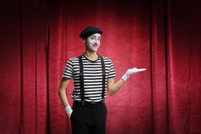 Mime Performing a Show on Stage Stock Image - Image of artistic ...