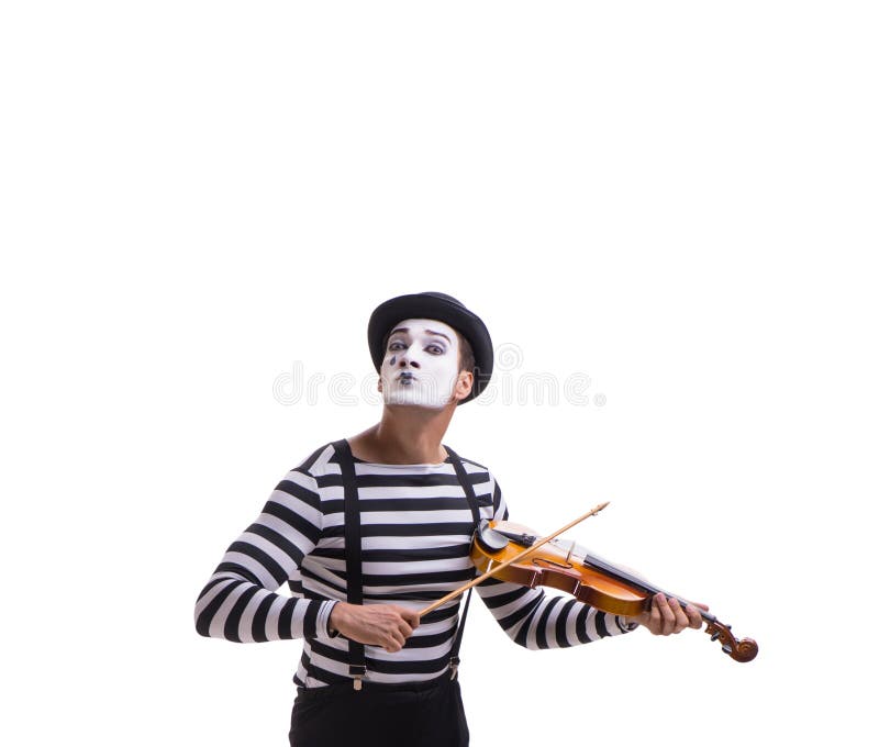 Mime Playing Violin Isolated on White Stock Photo - Image of drama ...