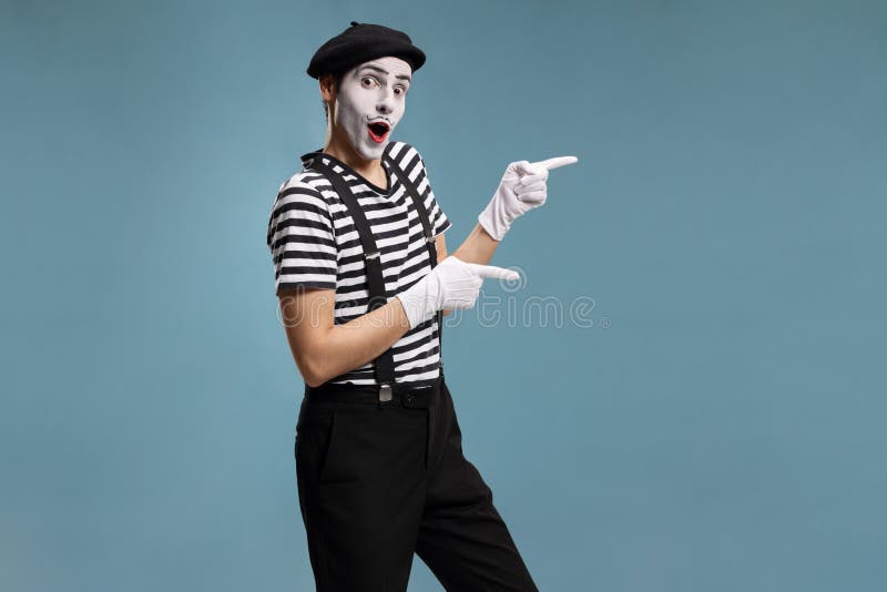 Mime Pointing with Both Hands Stock Photo - Image of adult, invisible ...