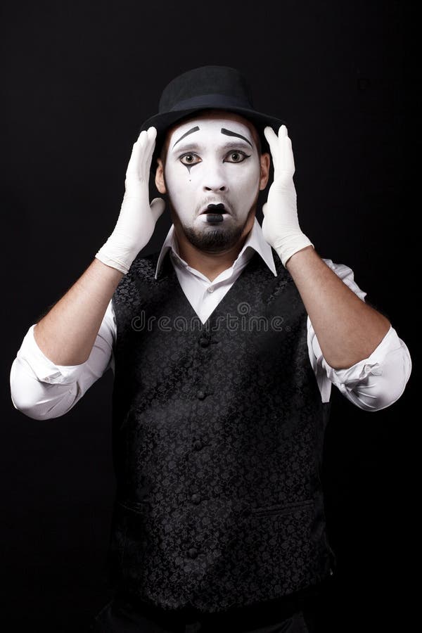 Mime Shows Theatrical Emotions Stock Image - Image of concept, glove ...