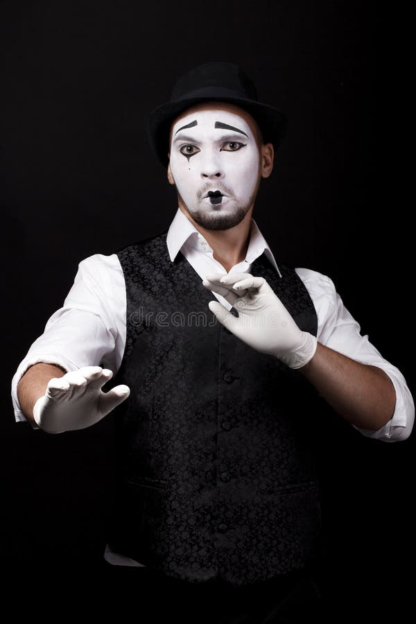 Mime Shows Theatrical Emotions Stock Photo - Image of balloon ...