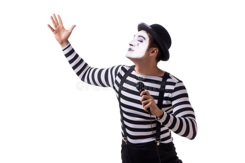 The Mime Singing Isolated on White Background Stock Image - Image of ...