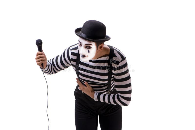 The Mime Singing Isolated on White Background Stock Photo - Image of ...
