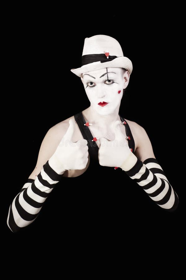 Mime In Striped Gloves And White Hat Stock Photo - Image of drama ...