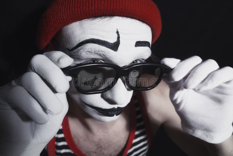 Mime Wearing Mask and Clown Wig Stock Image - Image of fashion, face ...