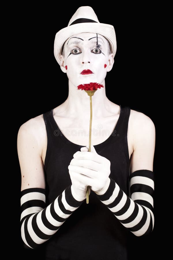 Mime in white hat stock photo. Image of studio, yellow - 15826152