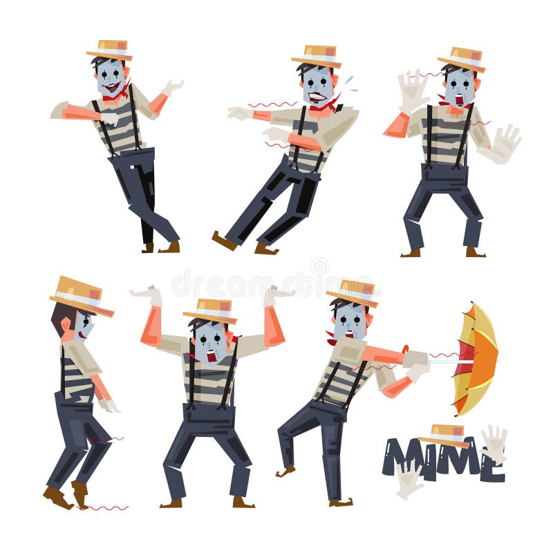 Two French Mimes, Young And Old With Symbols Of France Stock Vector ...