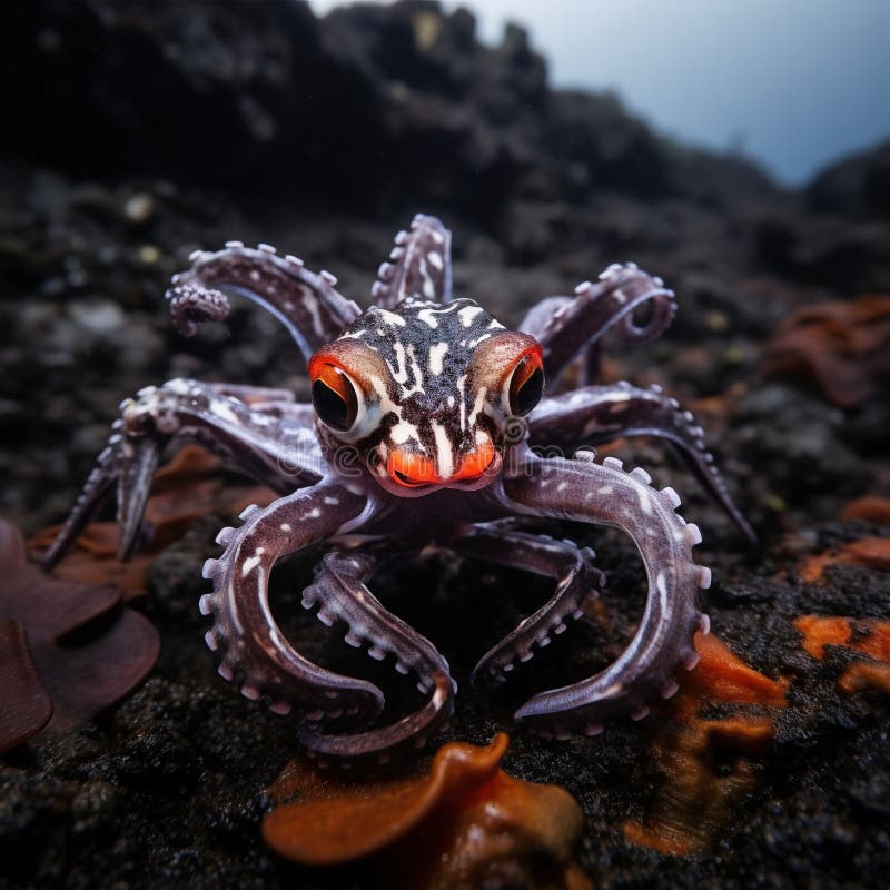 Mimic Octopus on Volcanic Sand Made with Generative AI Illustration ...