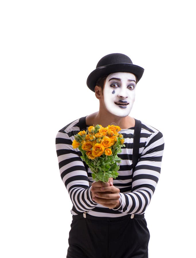 Mimo Con Ramo De Flores Aisladas Sobre Blanco Imagen de archivo ...