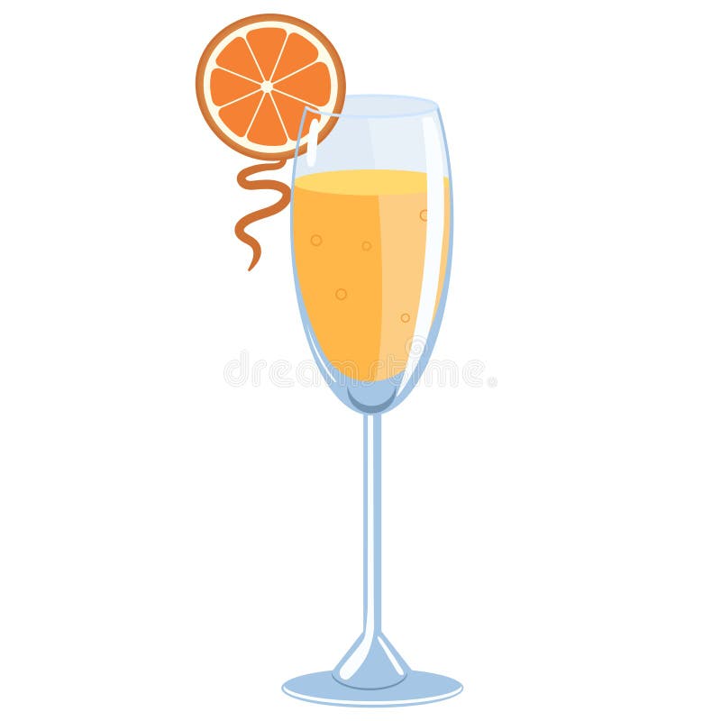 Mimosa Cocktail. Hand Drawn Drink on White Background. Vector ...