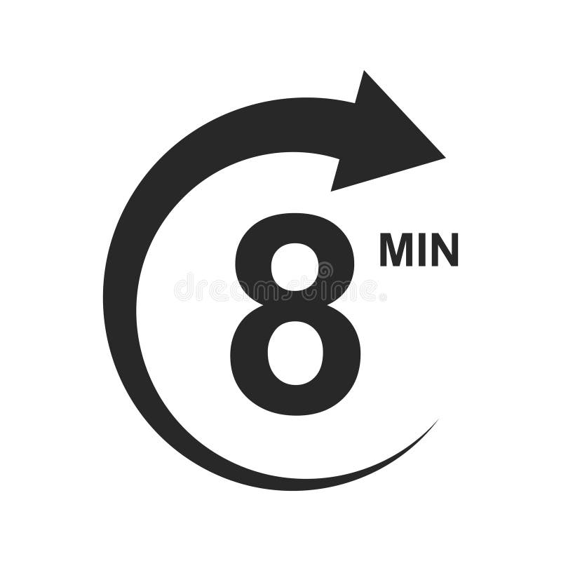 8 Min Countdown Sign. Eight Minutes Icon with Circle Arrow. Stopwatch ... 8 Min Countdown Sign. Eight Minutes Icon with Circle Arrow. Stopwatch ...