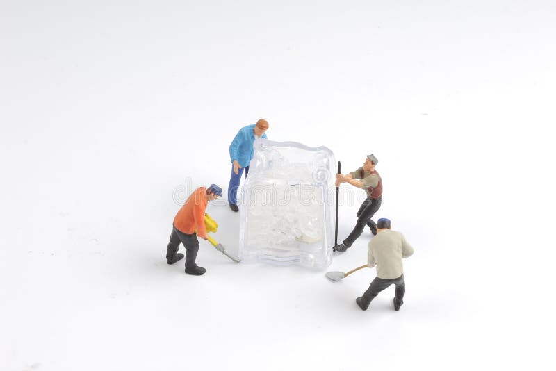 Min Workers with Ice Nature. Winter Day Stock Photo - Image of freeze ...