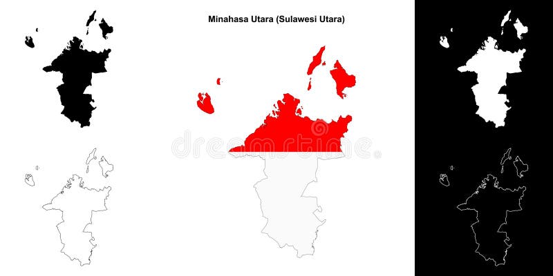 Minahasa Utara outline map stock vector. Illustration of silhouette ...