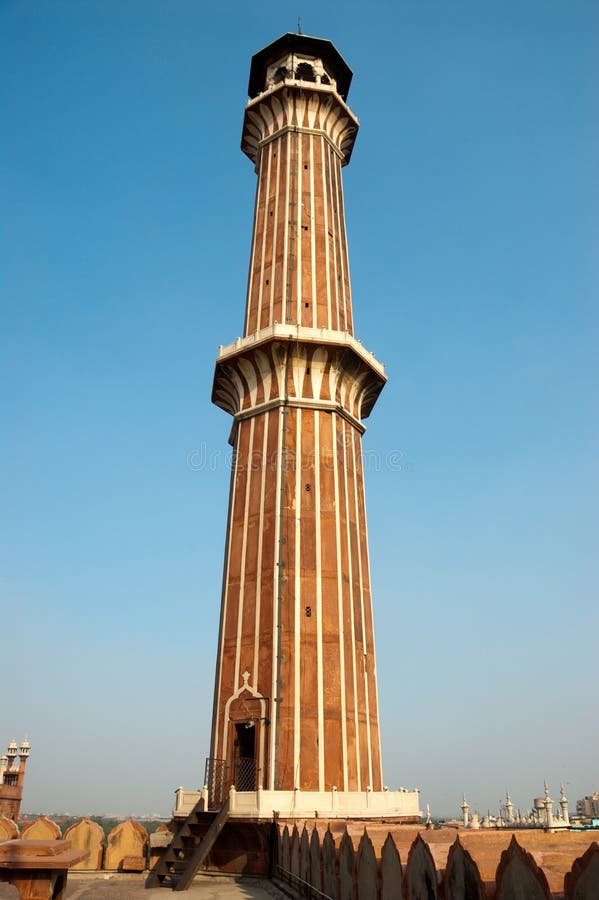 Minaret of Jama Masjid Mosque in Old Delhi in India Stock Photo - Image ...