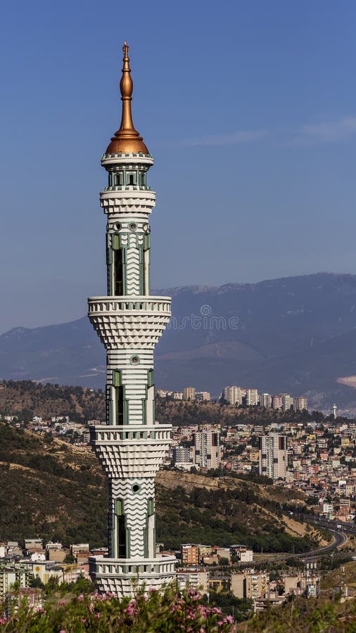 Modern Minaret Against The Sun Stock Photo - Image of islam, mosque ...