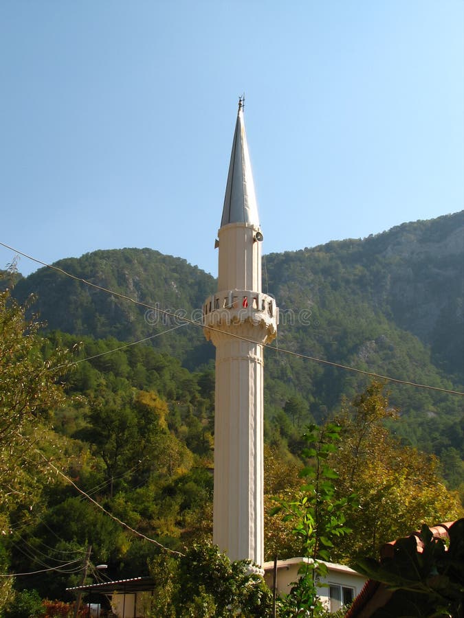 Minaret of the mosque stock image. Image of turkey, asia - 222260953