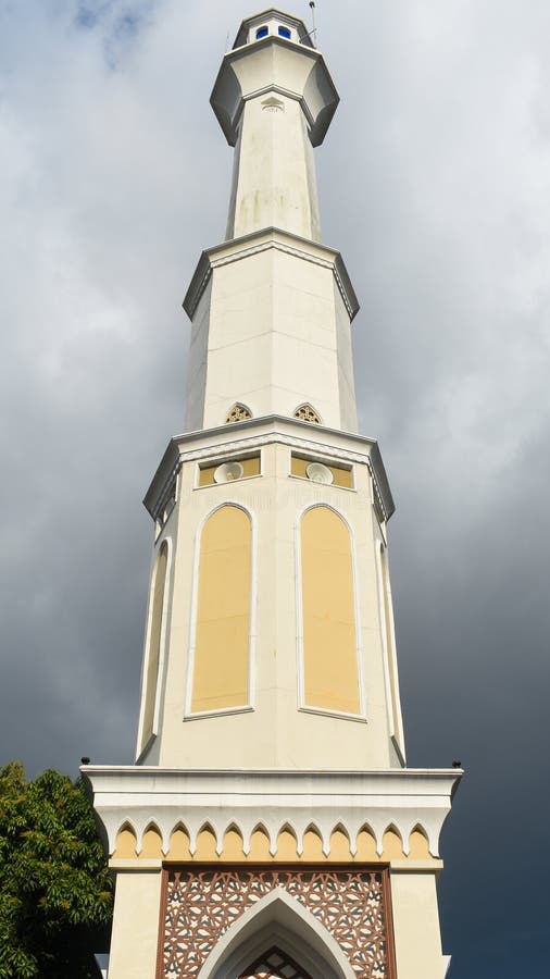 The Minaret of Nurul Huda Mosque in Solo Stock Photo - Image of ...