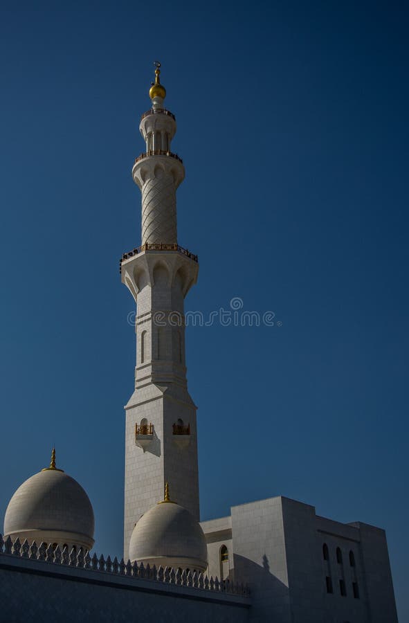 Minaret of Sheikh Zayed Mosque Stock Image - Image of outdoors, column ...