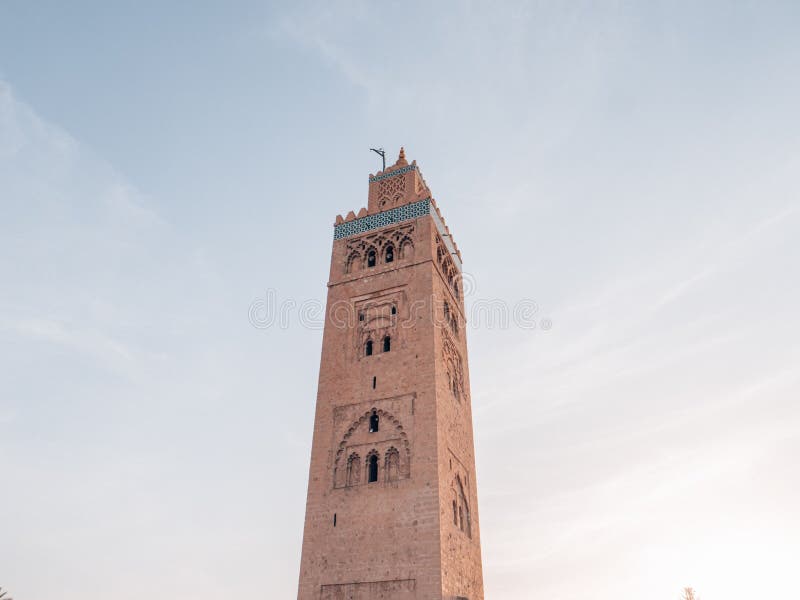 Minaret Tower of a Mosque in Marrakech, Morocco Stock Photo - Image of ...