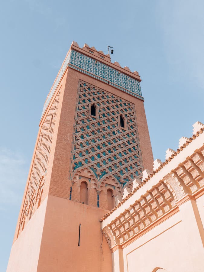 Minaret Tower of a Mosque in Marrakech, Morocco Stock Image - Image of ...