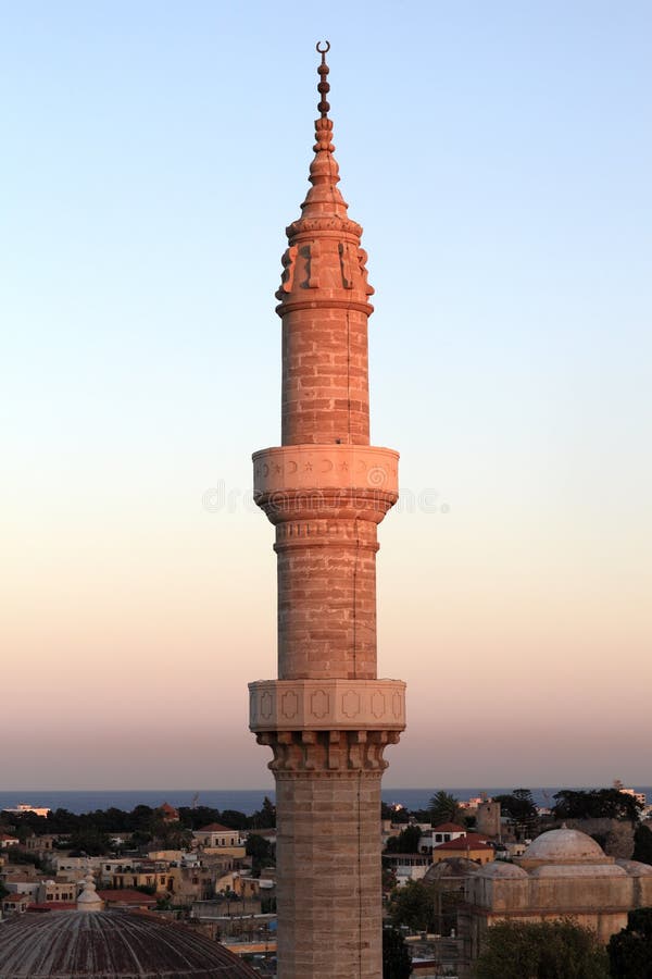 Minarett Der Suleiman Moschee Im Sonnenuntergang Stockbild - Bild von ...