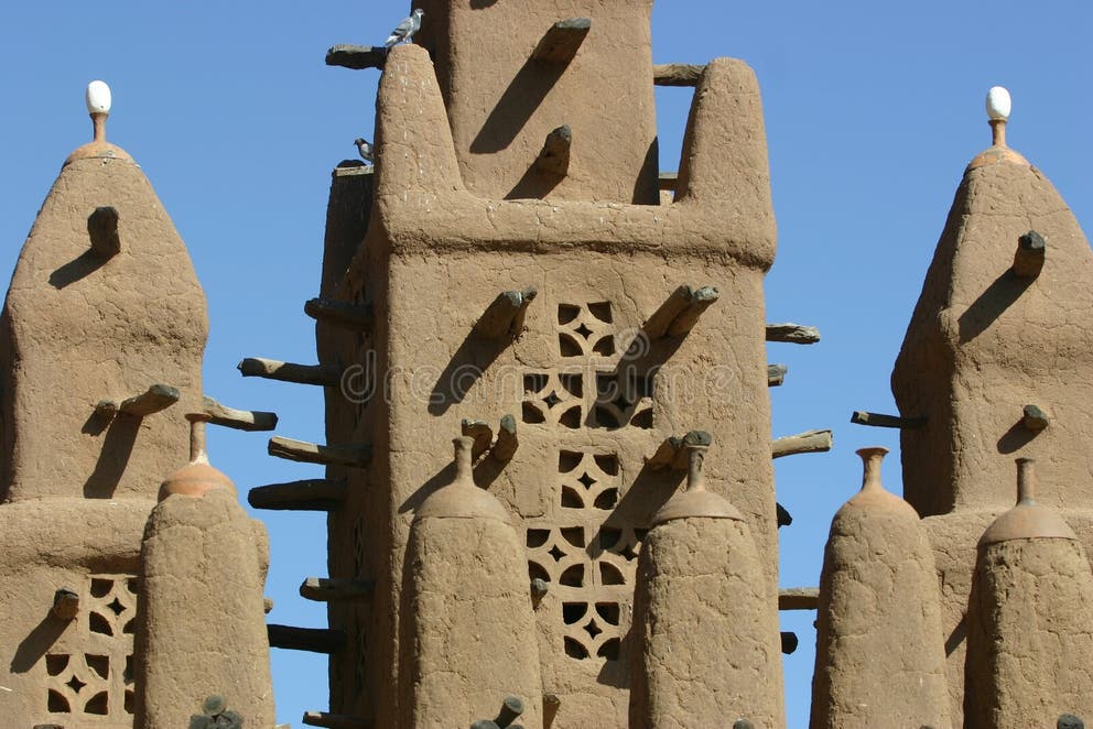 Minarett Einer Aus Lehm Gebauten Moschee in Mali Stockfoto - Bild von ...