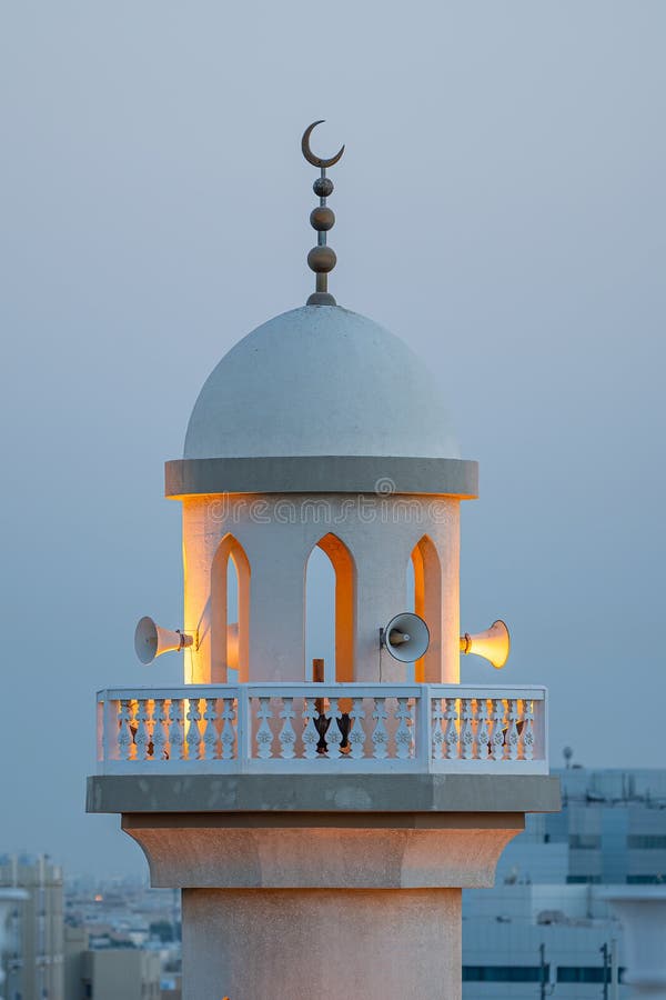 Minart of Doha Masjid at Sunset Time Stock Photo - Image of meenar ...