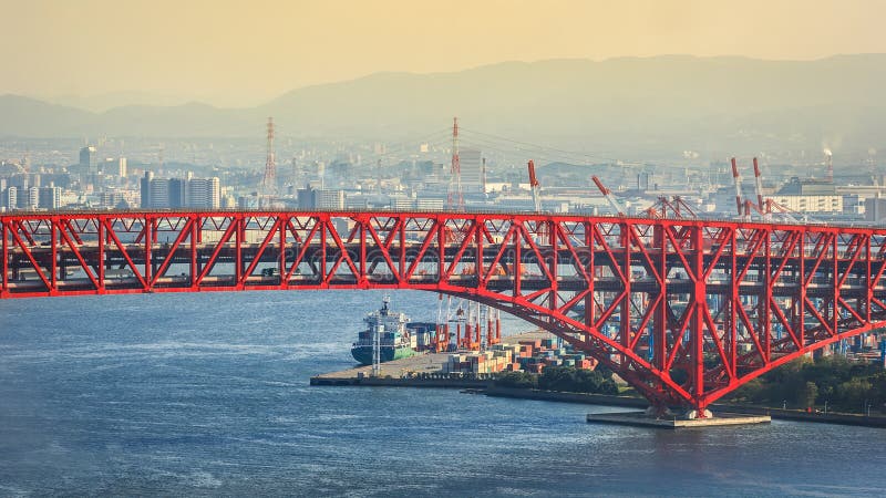 Minato Bridge in Osaka, Japan Editorial Image - Image of hanshin, japan ...