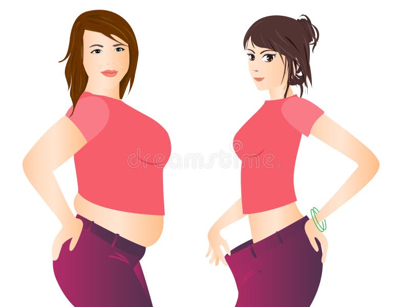 Graisse Mince De Femme, Vecteur De Bande Dessinée Illustration de ...