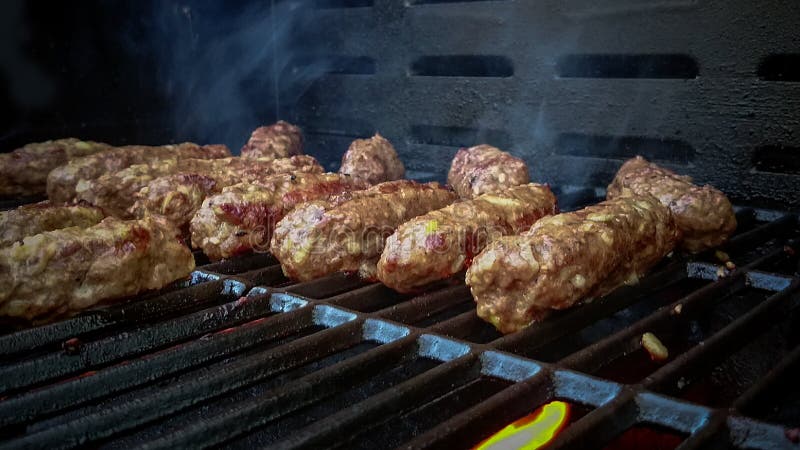 Mince Rolls Cevapcici on Grill Stock Image - Image of kebapche, cevapi ...