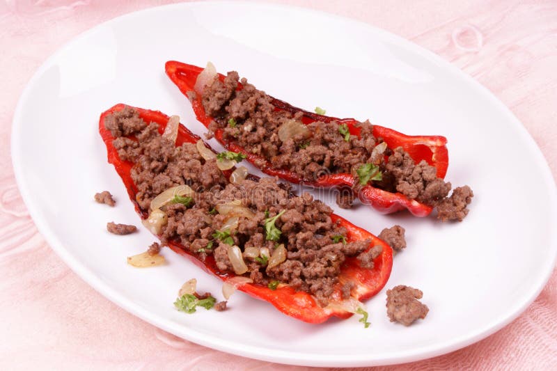 Mince stuffed peppers stock image. Image of vegetables - 19616865