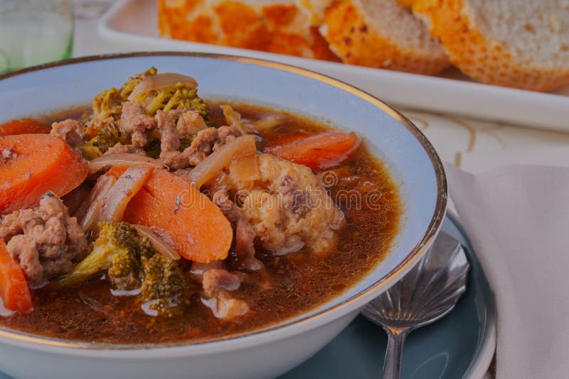 Minced Beef Casserole and Bread. Stock Image - Image of vegetable, meat ...