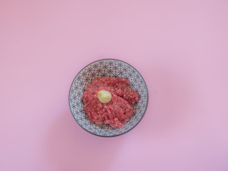 Minced Pink Meat with Salt and Curry Stock Photo - Image of produce ...