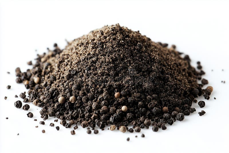 Minced Black Pepper, Ground Peppercorn Pile on a White Background Ai ...