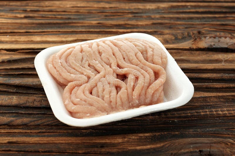 Minced Chicken on Styrofoam Packaging, Supermarket Package Concept ...