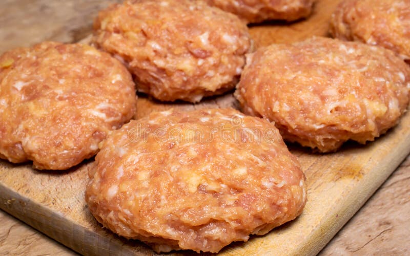 Minced Cutlets Ready for Frying Stock Photo - Image of chicken ...