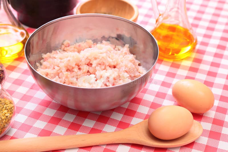 Minced Fish in the Bowl and Spices Stock Image - Image of mince, fish ...