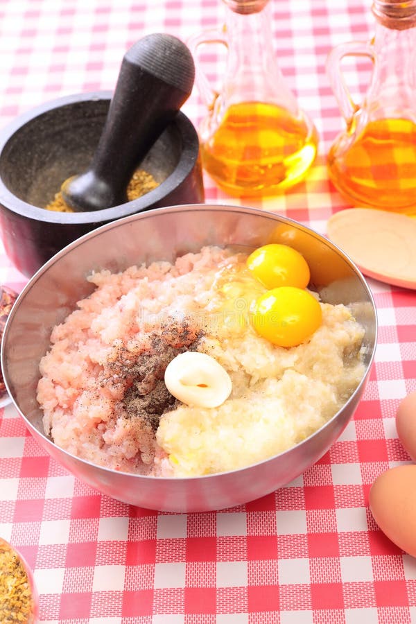 Minced Fish in the Bowl and Spices Stock Photo - Image of ingredeint ...