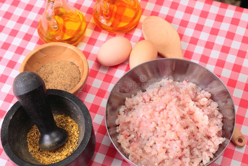 Minced Fish in the Bowl and Spices Stock Image - Image of lunch, dill ...